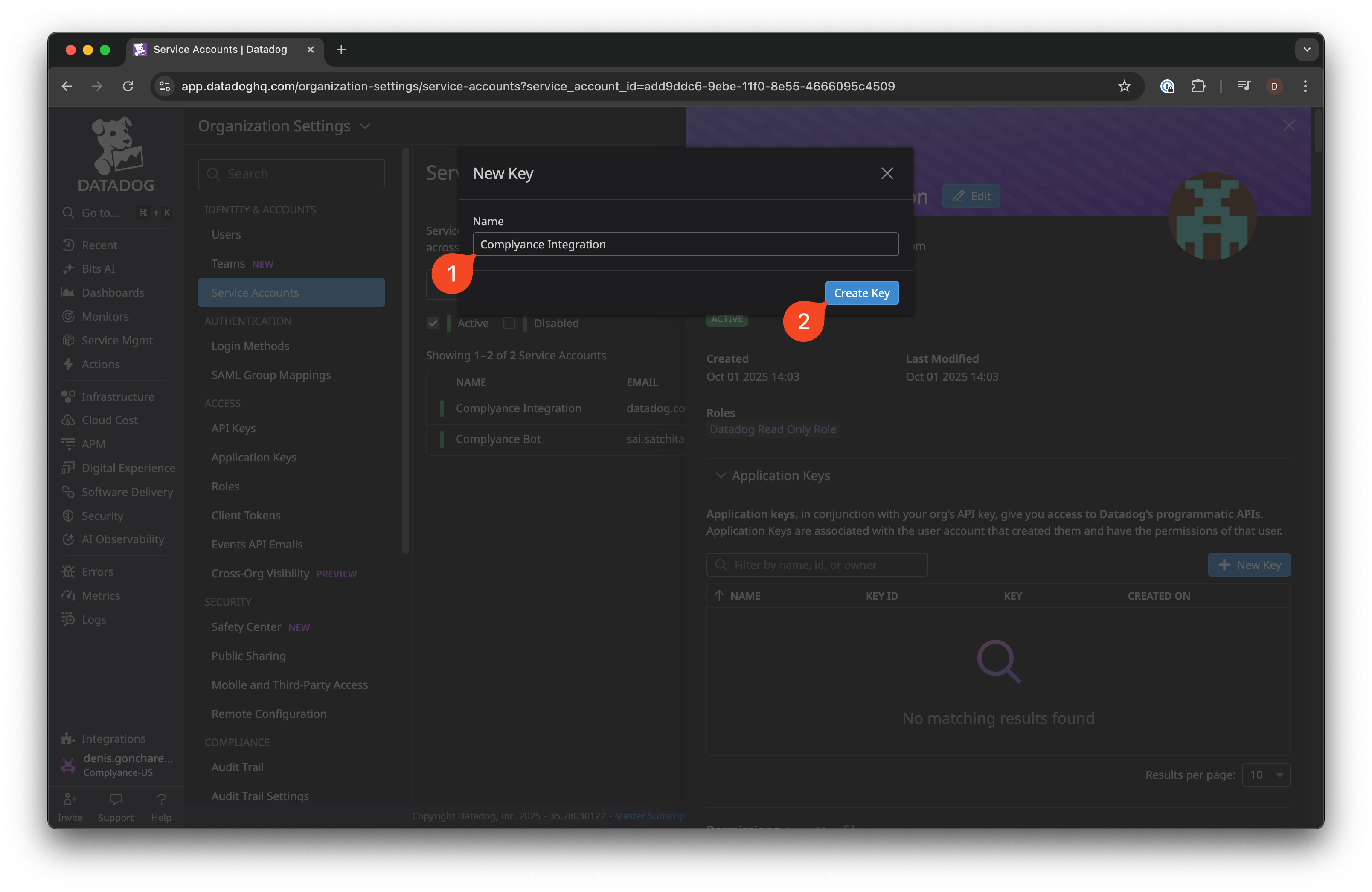 How to configure the DataDog integration for evidence generation – Complyance